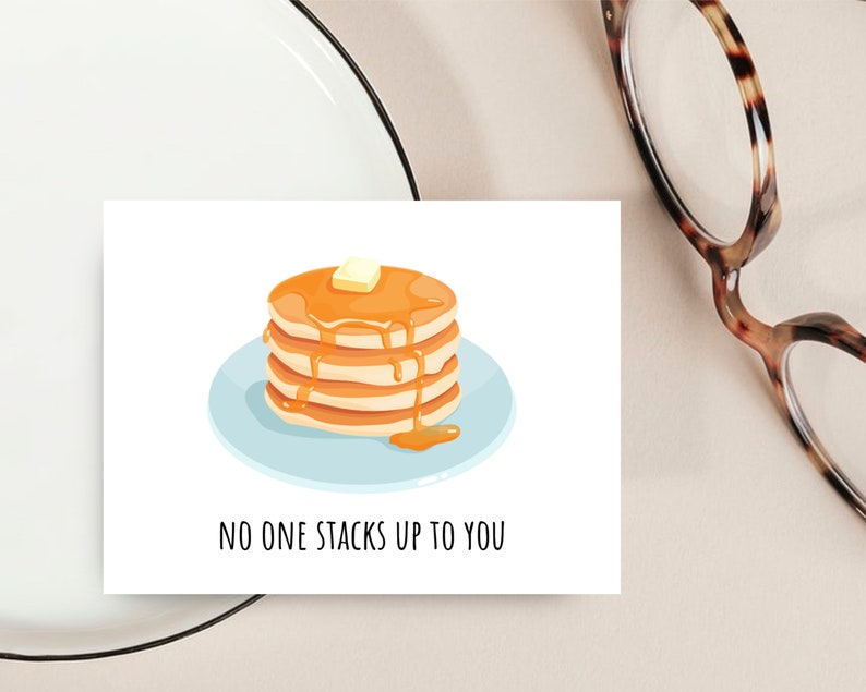 Cute Pun Greeting Cards, Pancake Cereal Grate-ful Pun Card, Best ...