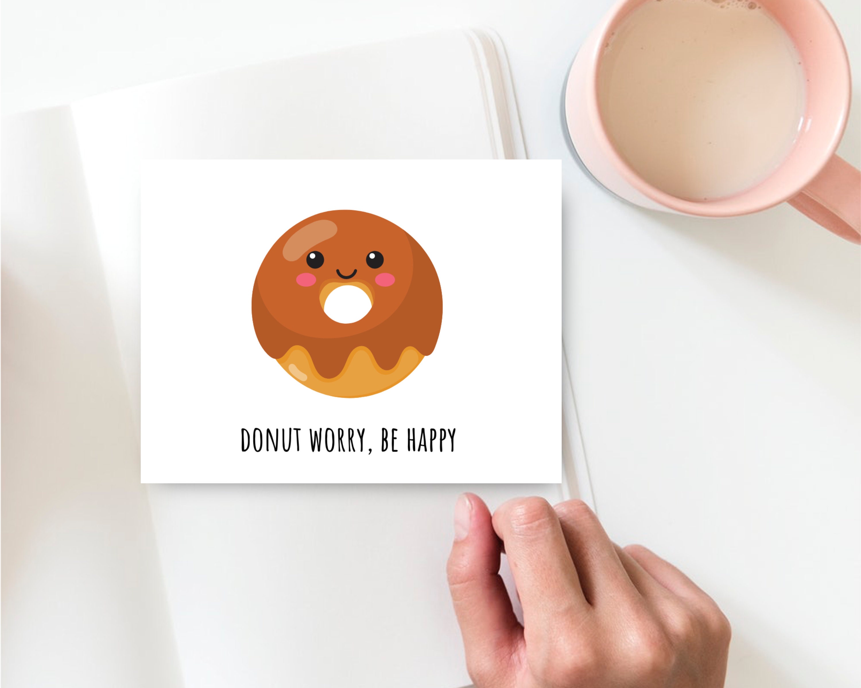 Food Pun Printable Cards Donut Worry Pizza My Heart - Etsy