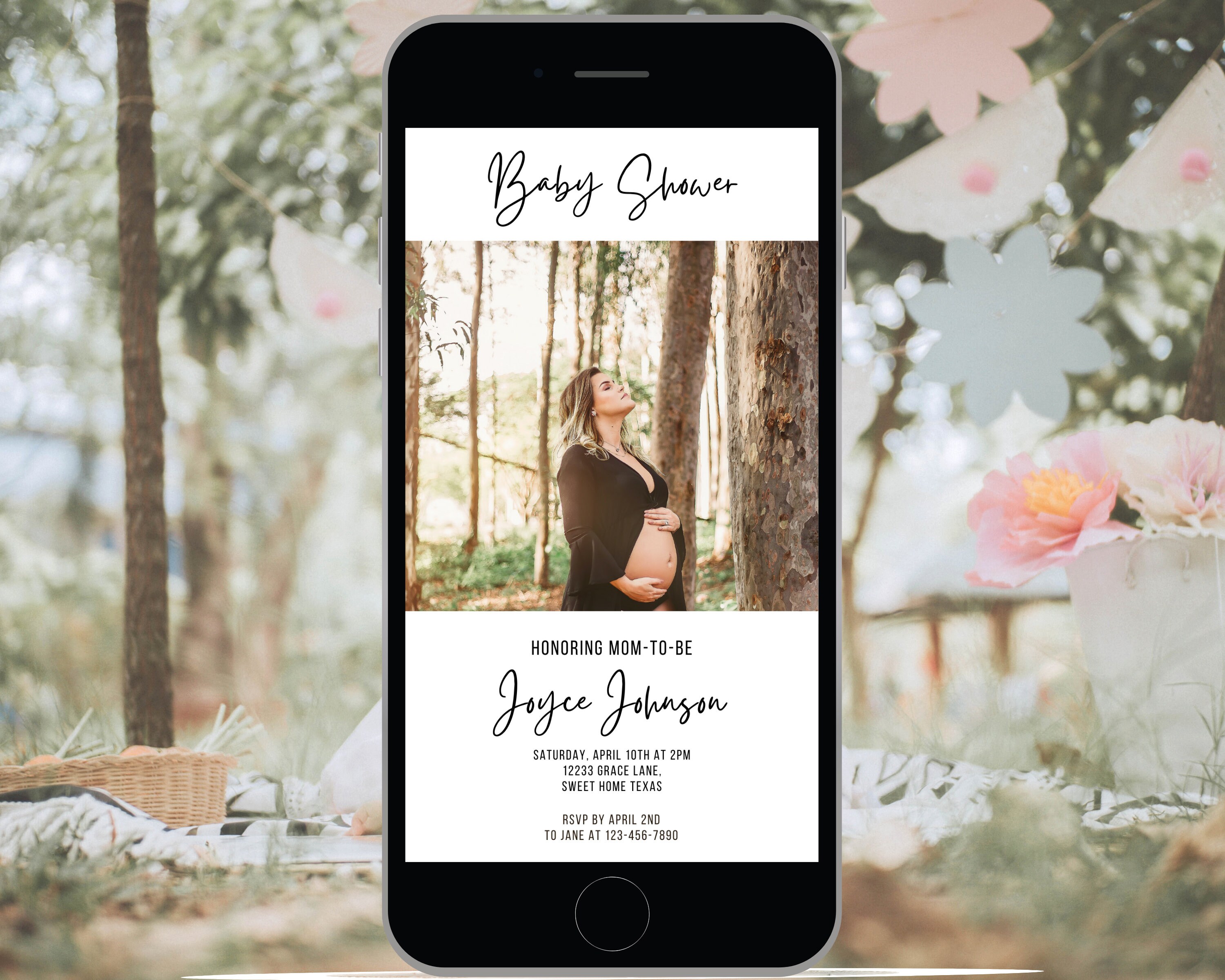 Photo Baby Shower Electronic Invitation Modern Minimal Baby - Etsy