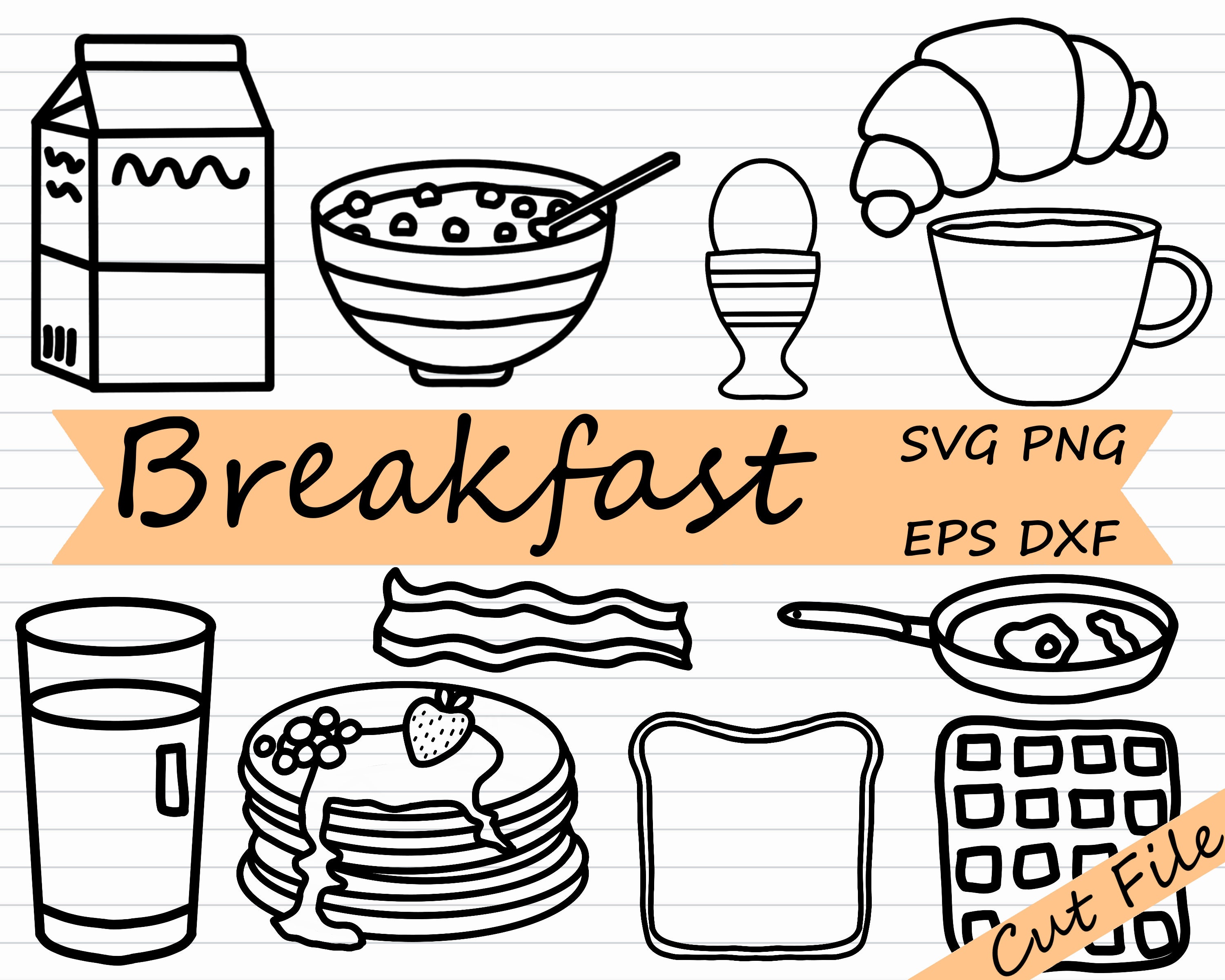 Breakfast Clipart Breakfast SVG Brunch Clip Art Breakfast | Etsy