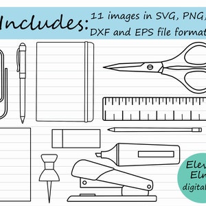 Stationary SVG Bundle Back to School Clipart, Notebook SVG, College SVG ...