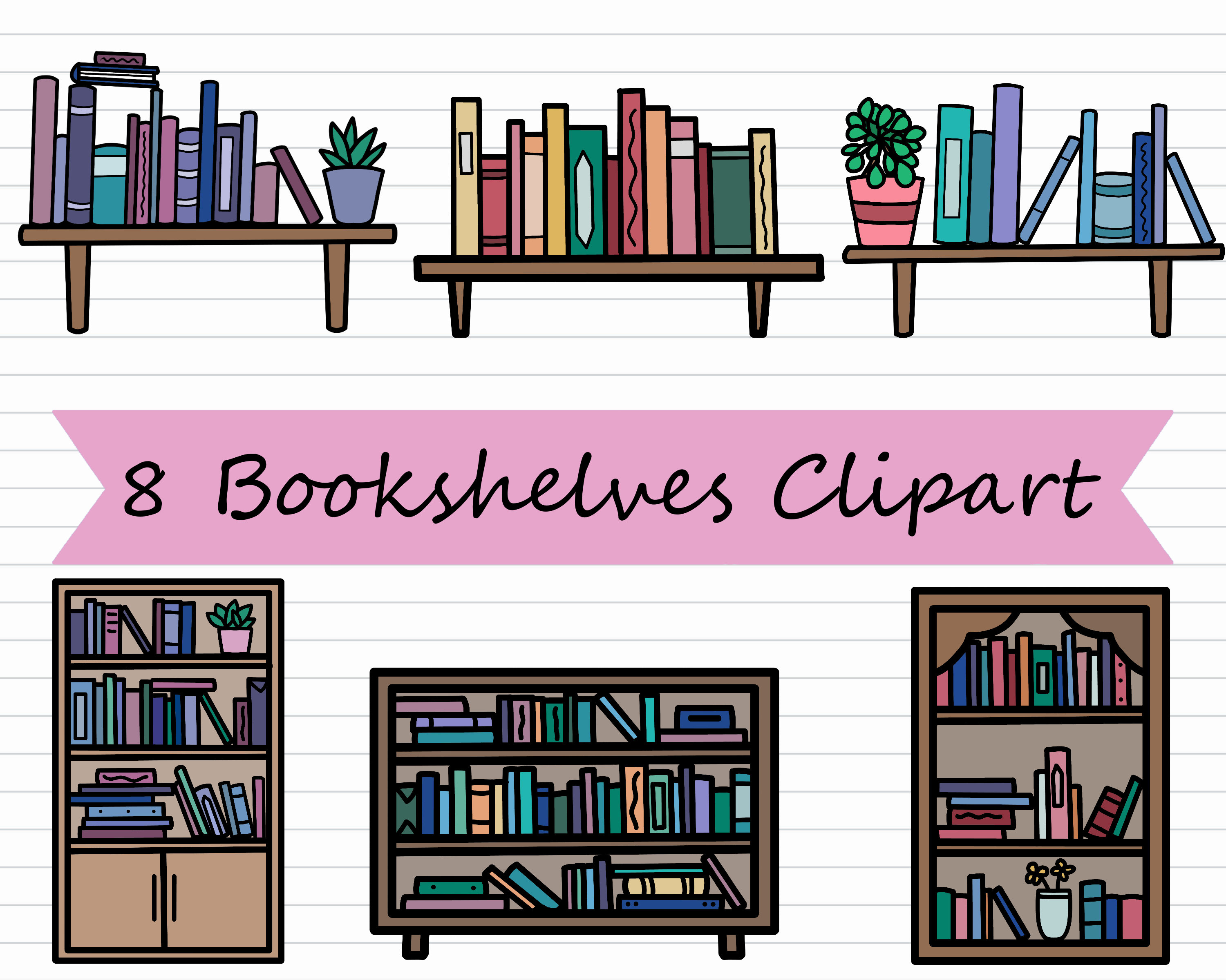 Kids Bookshelf Clipart