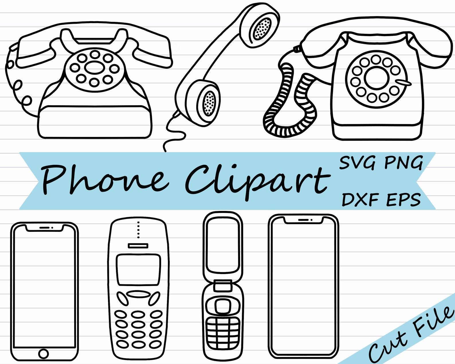 Telephone SVG Bundle - Cell Phone SVG, Phone Clipart, Mobile Cut File ...