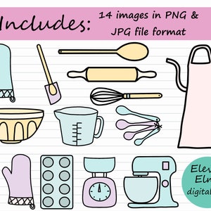 Baking Clipart Bundle - Bakery Clip Art, Cooking PNG, Baking Tools ...