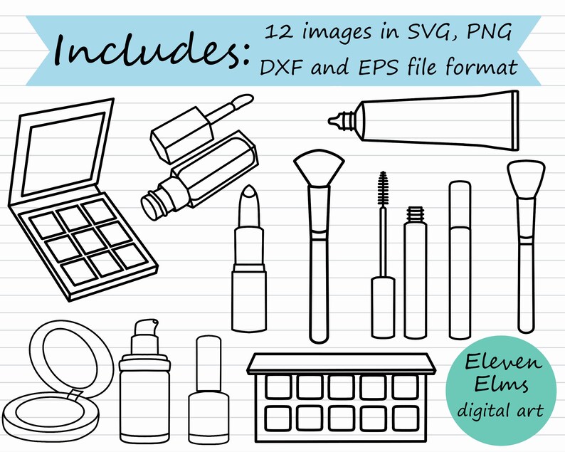 Makeup SVG Bundle - Cosmetic Clipart, Beauty DXF, Make-up EPS, Black ...