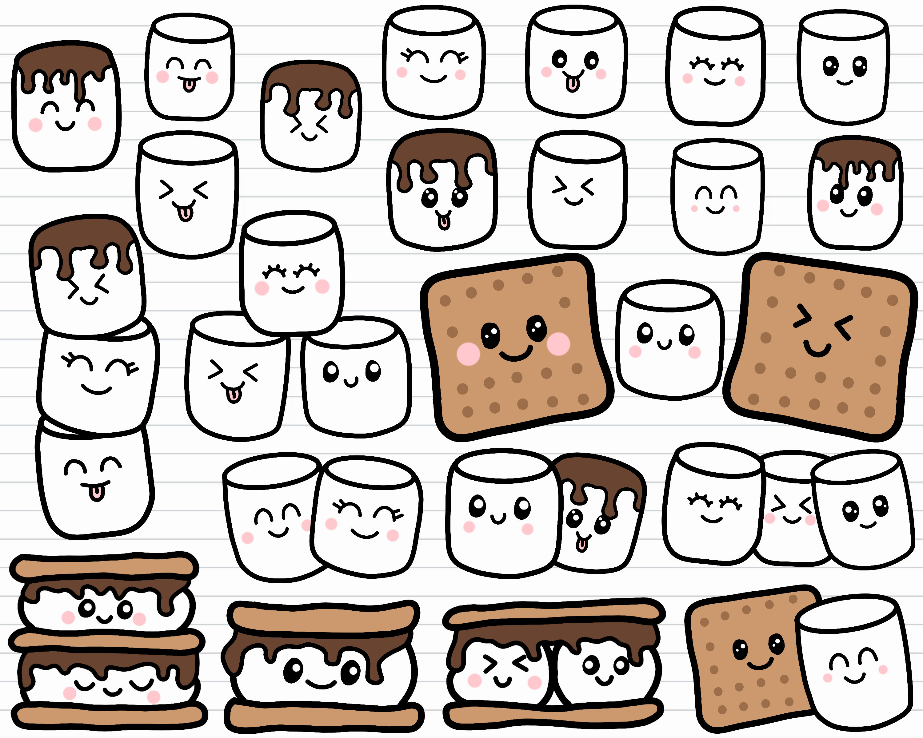 Marshmallow Clipart S'mores Clipart Smore PNG - Etsy