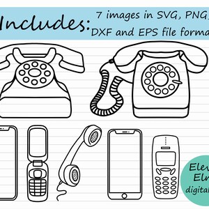 Telephone SVG Bundle - Cell Phone SVG, Phone Clipart, Mobile Cut File ...