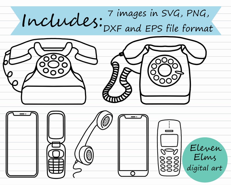Telephone SVG Bundle Cell Phone SVG Phone Clipart Mobile | Etsy