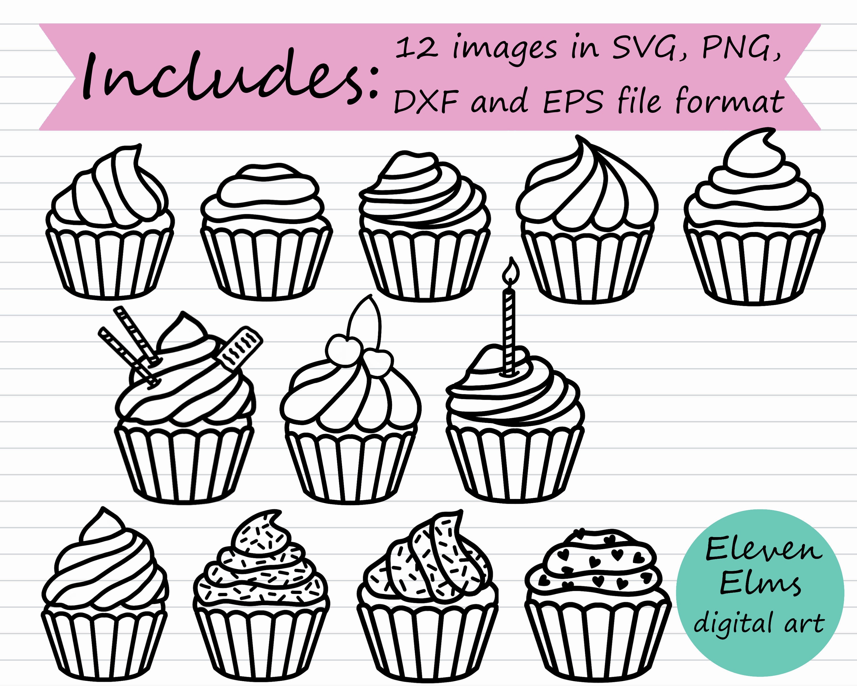 Black and White Cupcake SVG Cupcakes Graphic Cupcake Cricut - Etsy ...