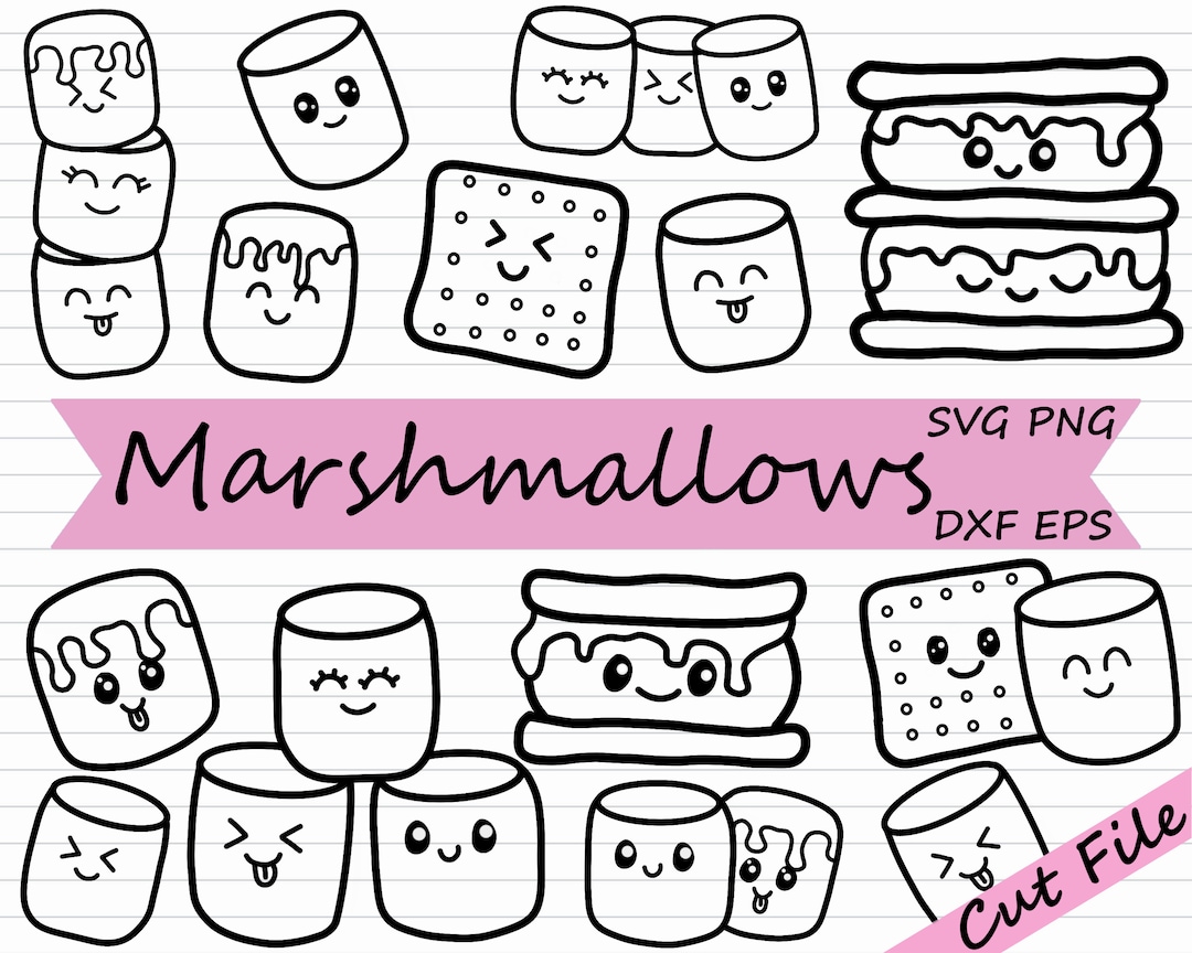 Marshmallow SVG - Smores Clipart, Smore SVG, Marshmallow Clipart, Black ...