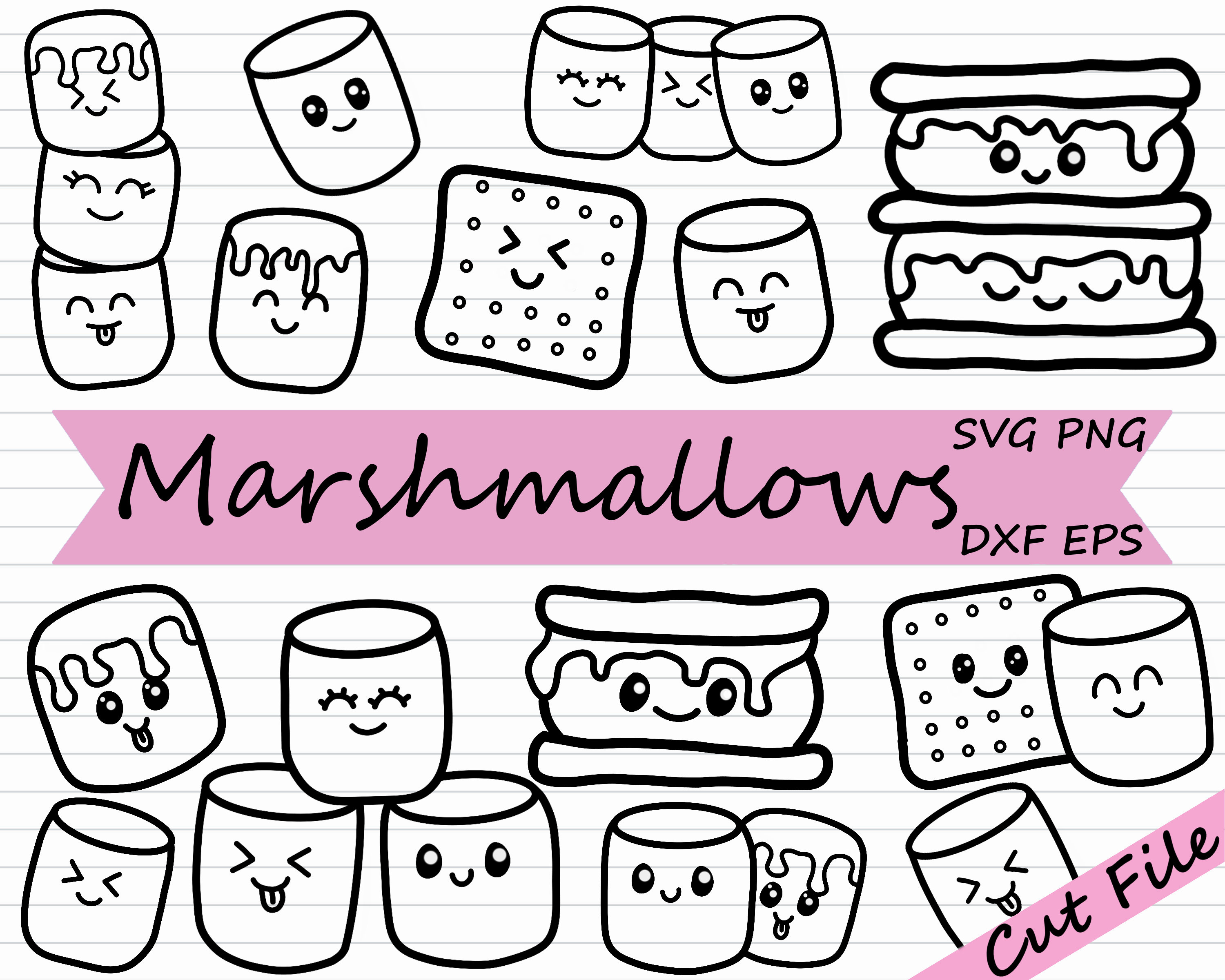 Marshmallow SVG Smores Clipart Smore SVG Marshmallow - Etsy