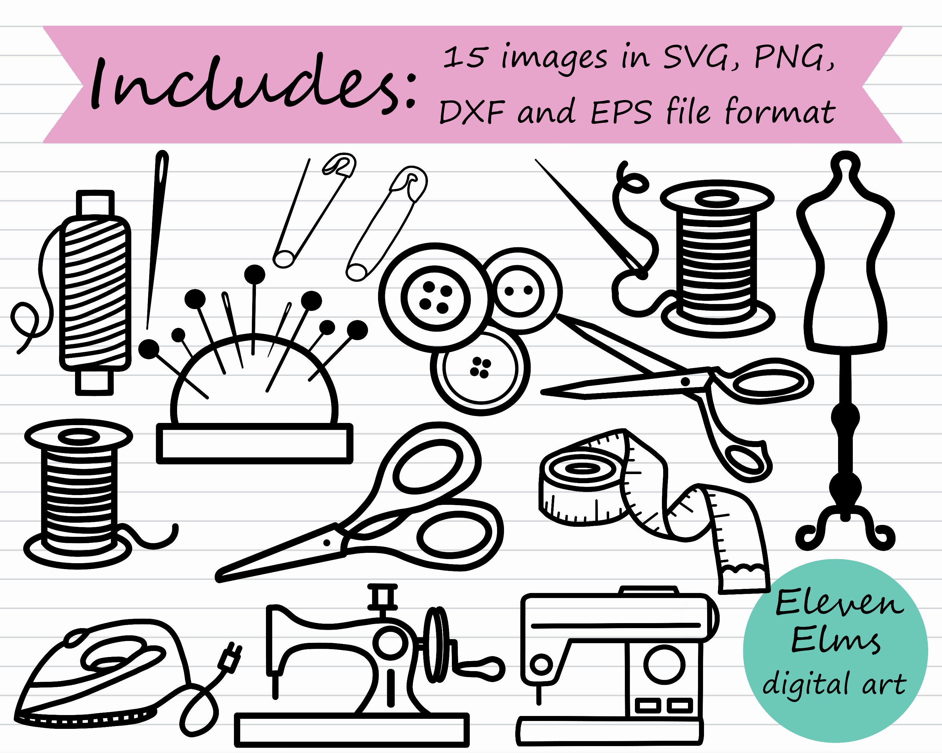 Sewing SVG Bundle Sewing Machine Clipart Sewing Silhouette | Etsy