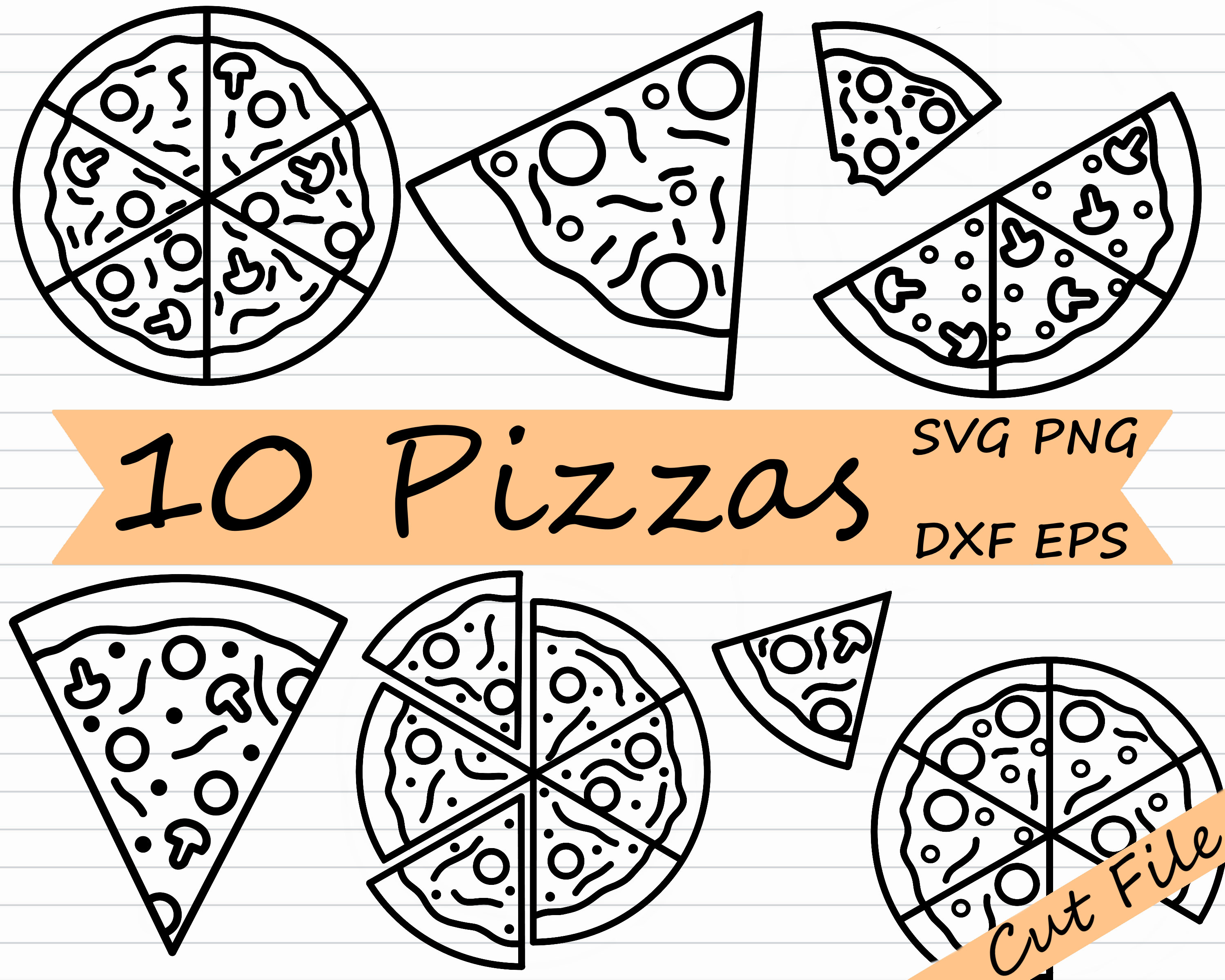 Pizza SVG Bundle Black and White Pizzas SVG Pizza Slice - Etsy.de