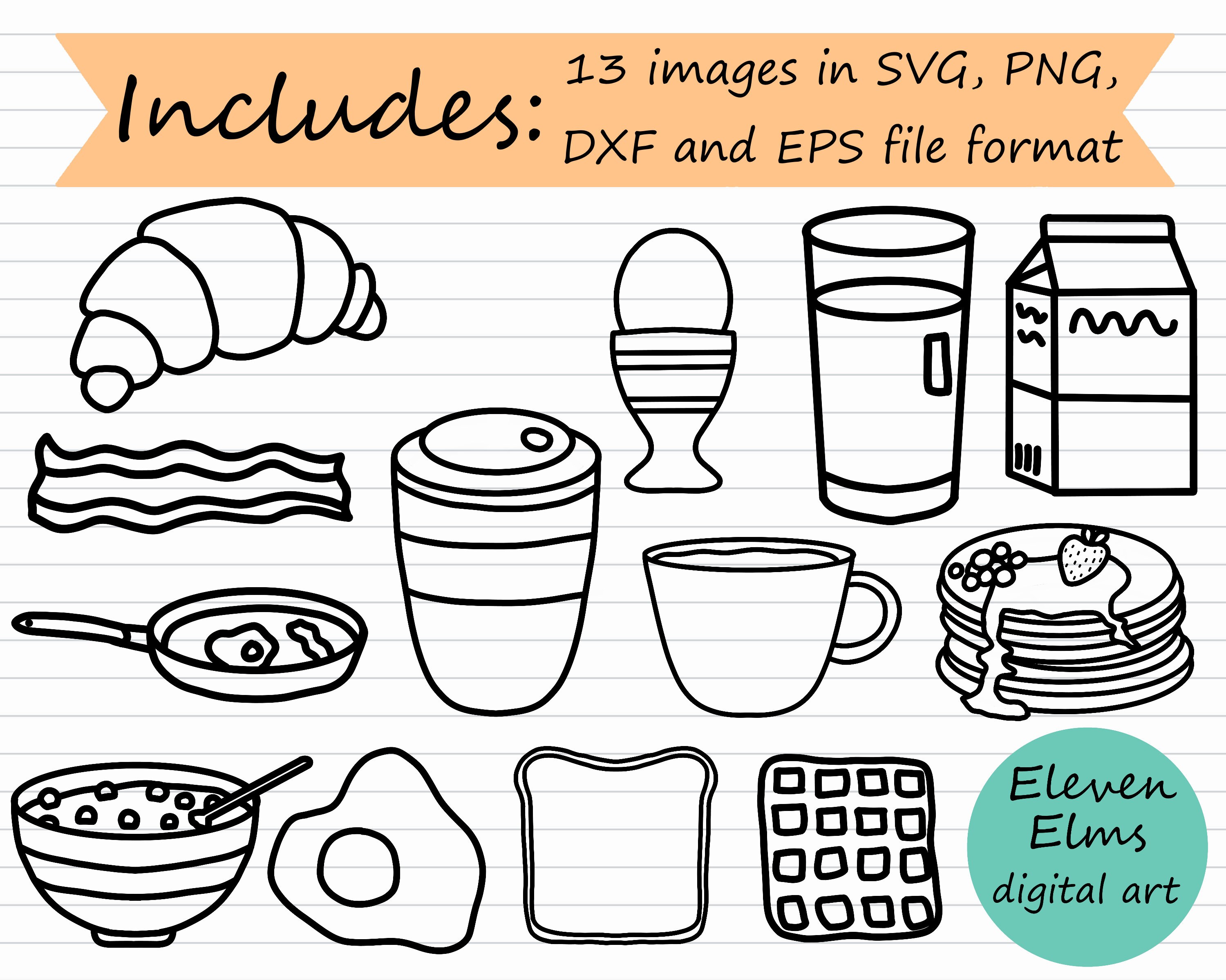 Breakfast Clipart Breakfast SVG Brunch Clip Art Breakfast | Etsy