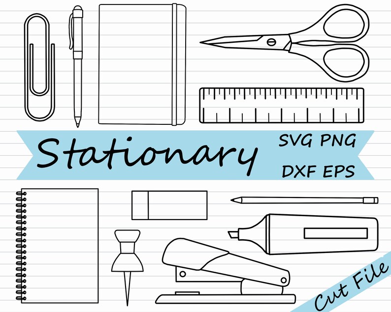 Stationary SVG Bundle Back to School Clipart Notebook SVG - Etsy