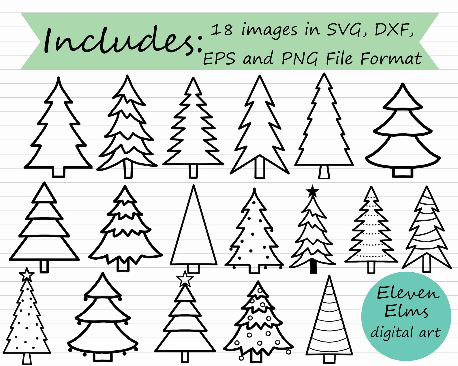 Christmas Tree SVG Bundle Christmas Tree Cut File Pine Tree - Etsy