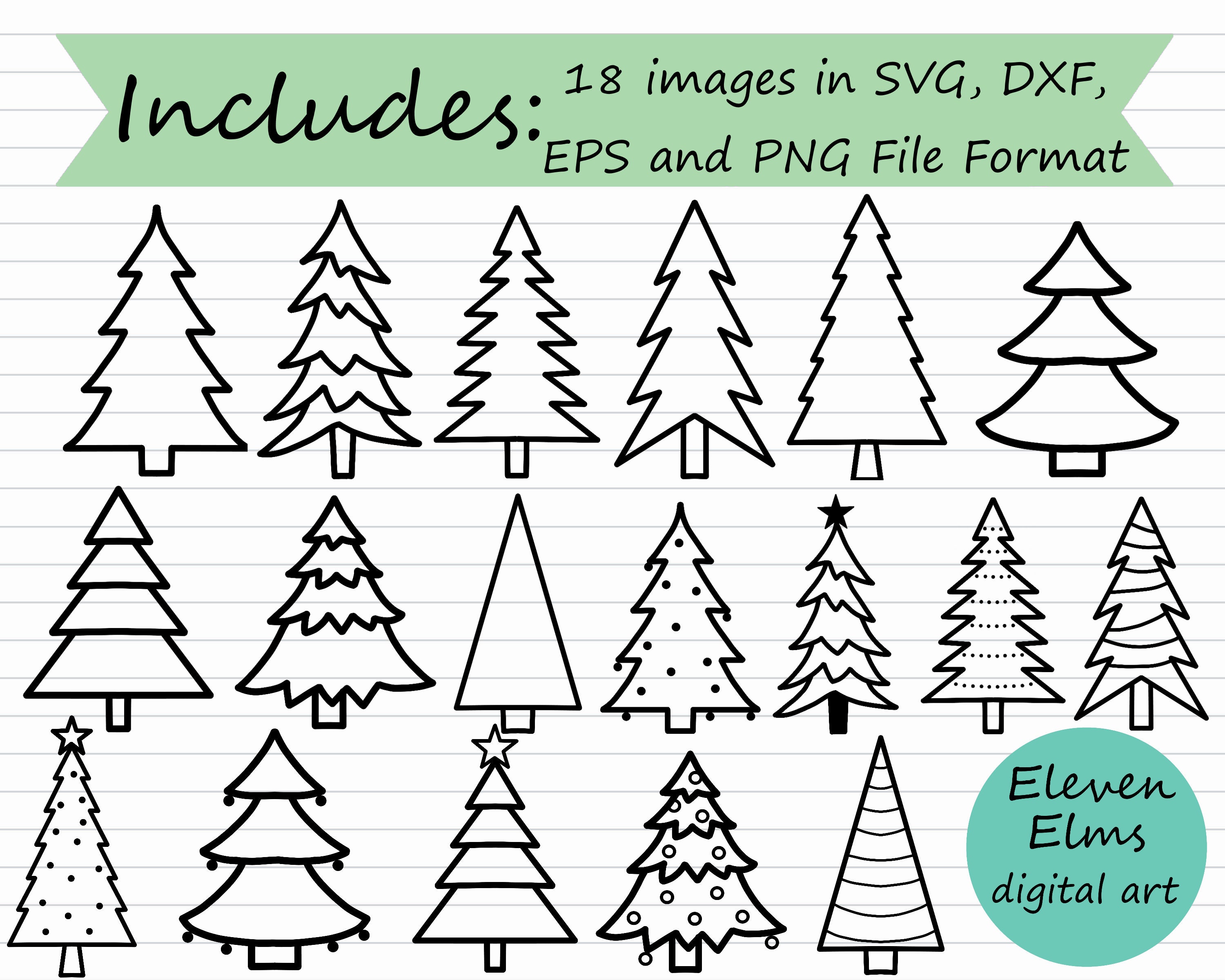 Christmas Tree SVG Bundle Christmas Tree Cut File Pine Tree - Etsy