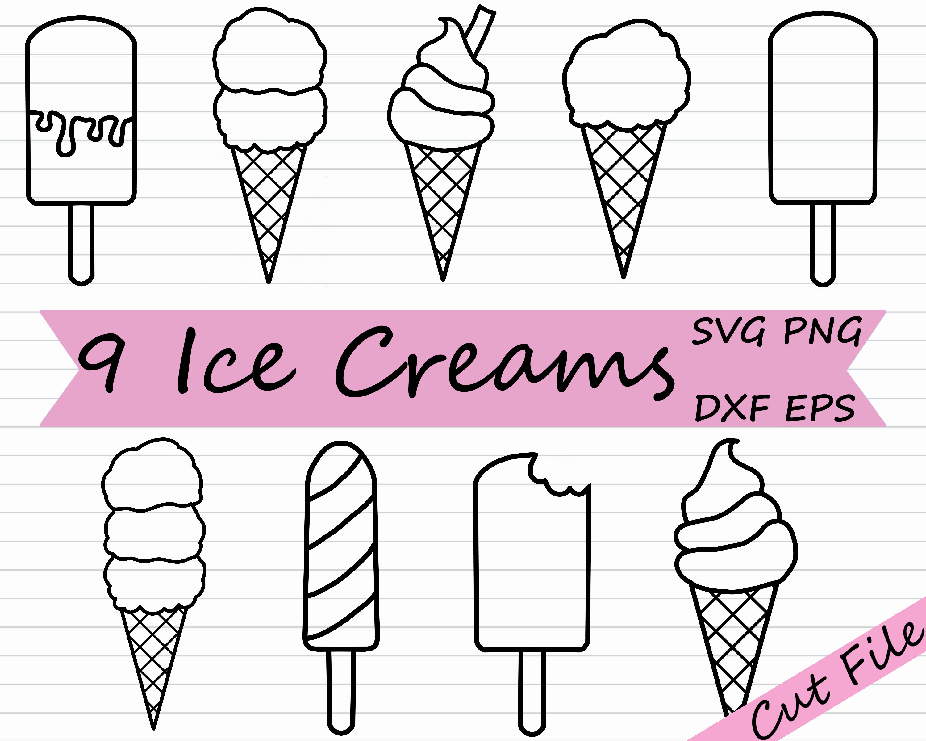 9 Ice Cream Svg Ice Cream Clipart Commercial Use Food Etsy Uk