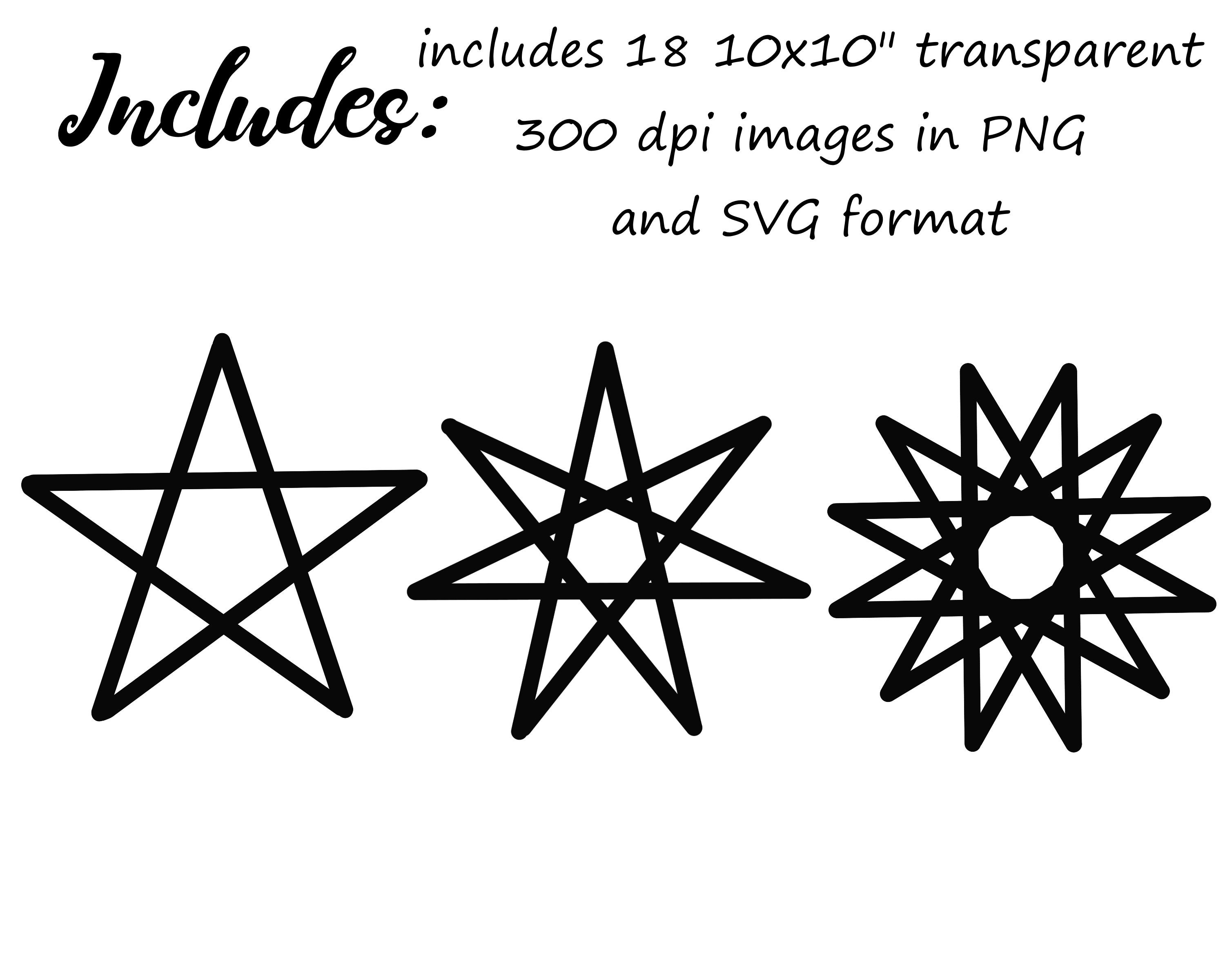Pentagon Star Clipart Star SVG Bundle Polygon Star Clipart | Etsy
