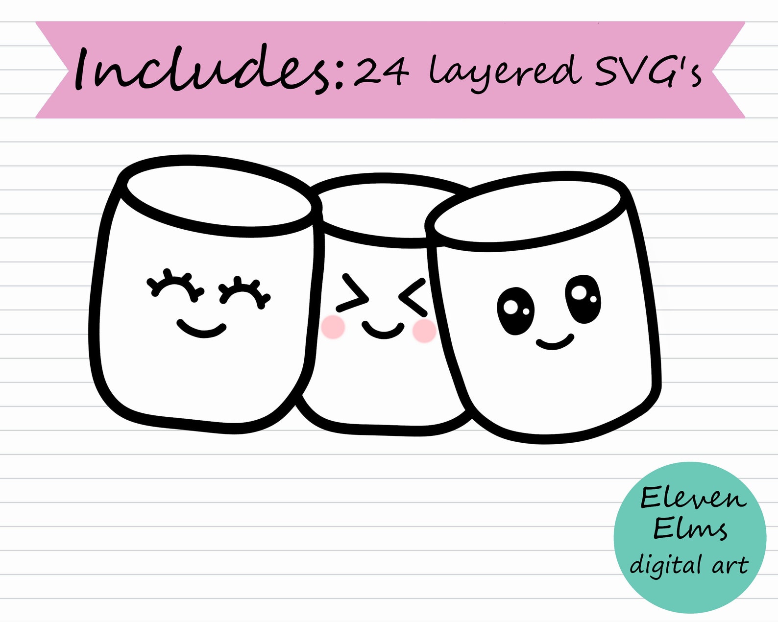 Marshmallow Layered SVG Cute Marshmallow Cut File Smore - Etsy