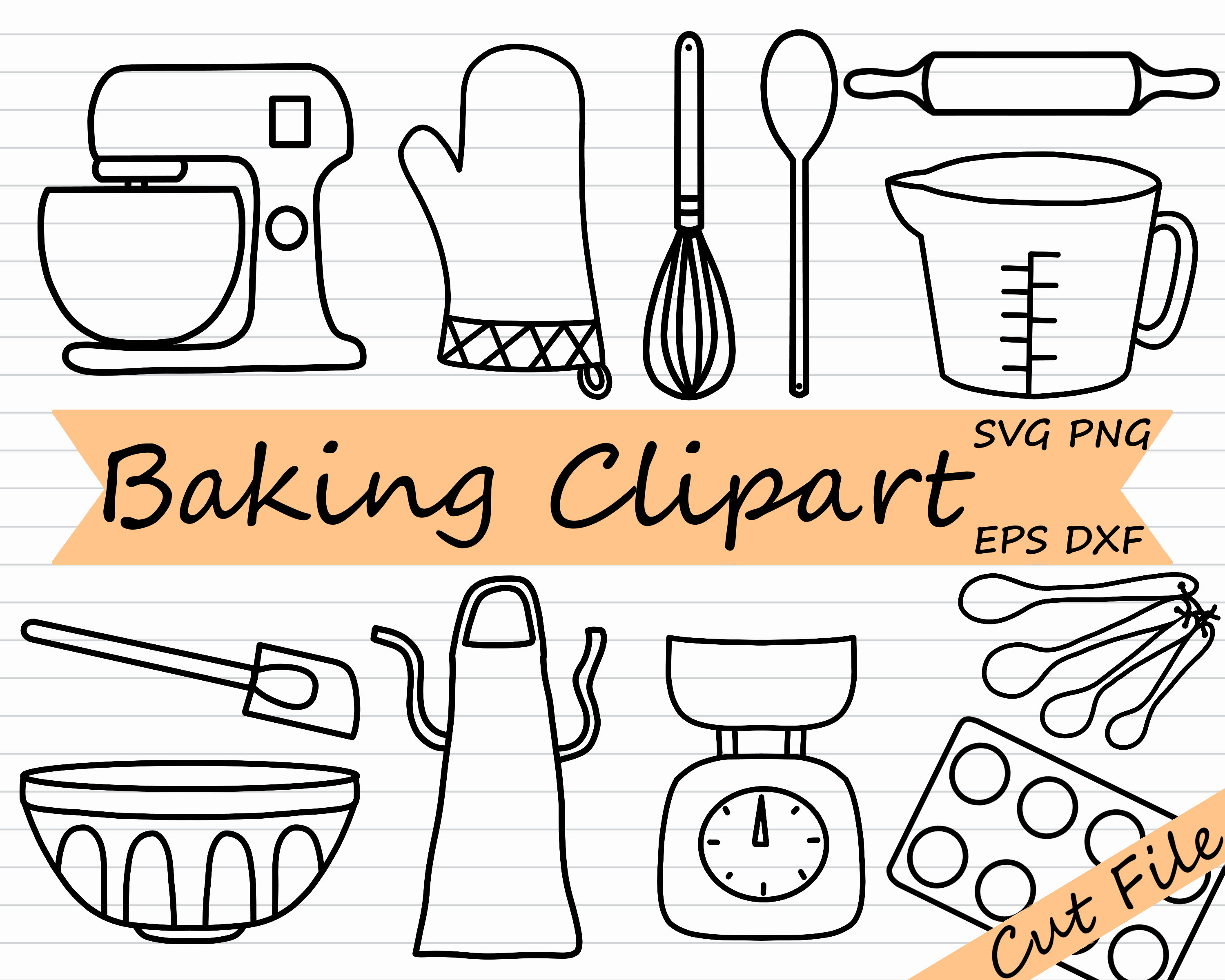 Baking Svg Kitchen Utensils Svg Cooking Clipart Baking Cut Etsy