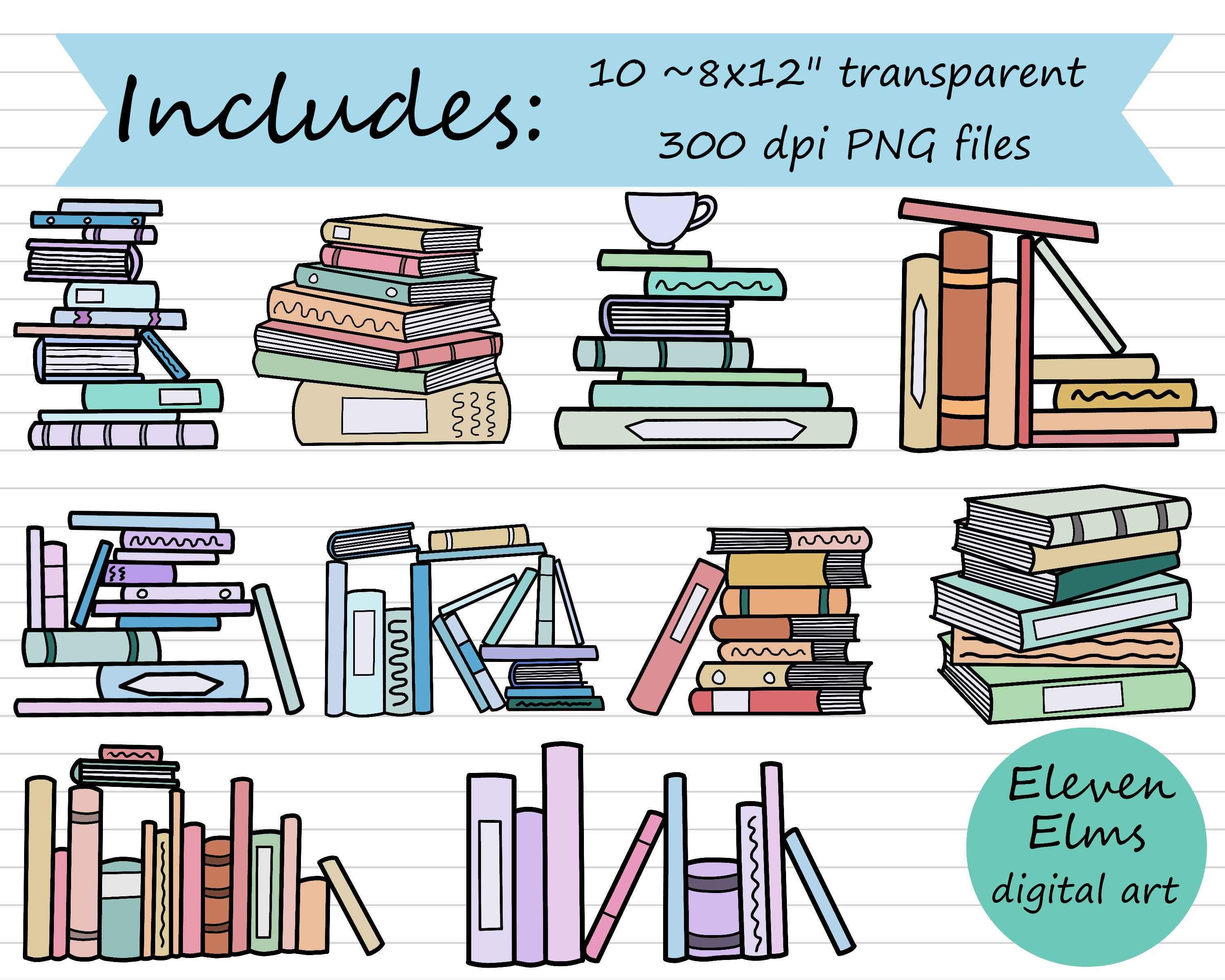 Cute Book Clipart Commercial Use Reading Clipart Book - Etsy Australia