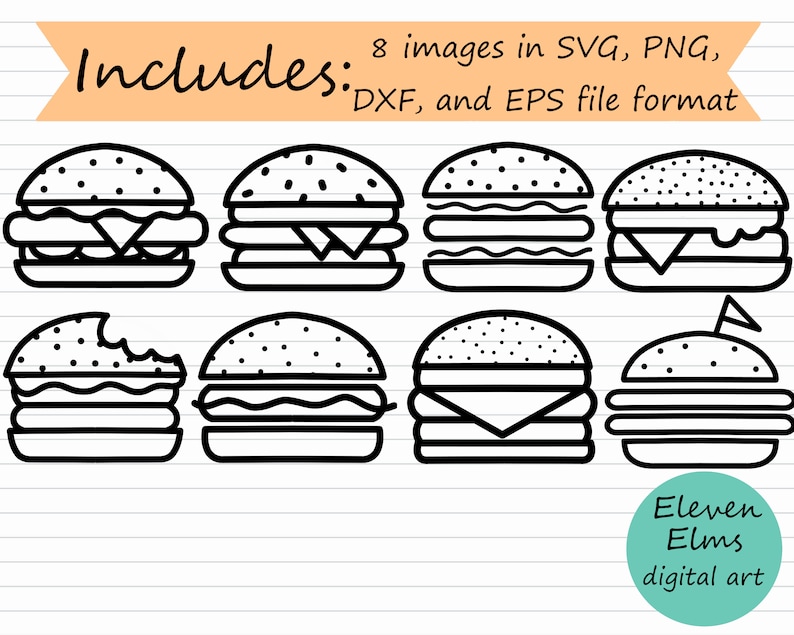 Burger SVG Burgers SVG Bundle Hamburger Clipart - Etsy