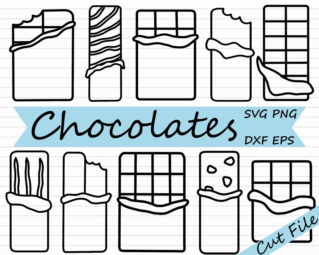 Chocolate Bar SVG Candy Bar Clipart, Black and White, Chocolate DXF ...