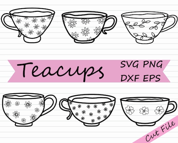 Floral Teacup SVG Commercial Use Tea SVG Teacup Clipart | Etsy