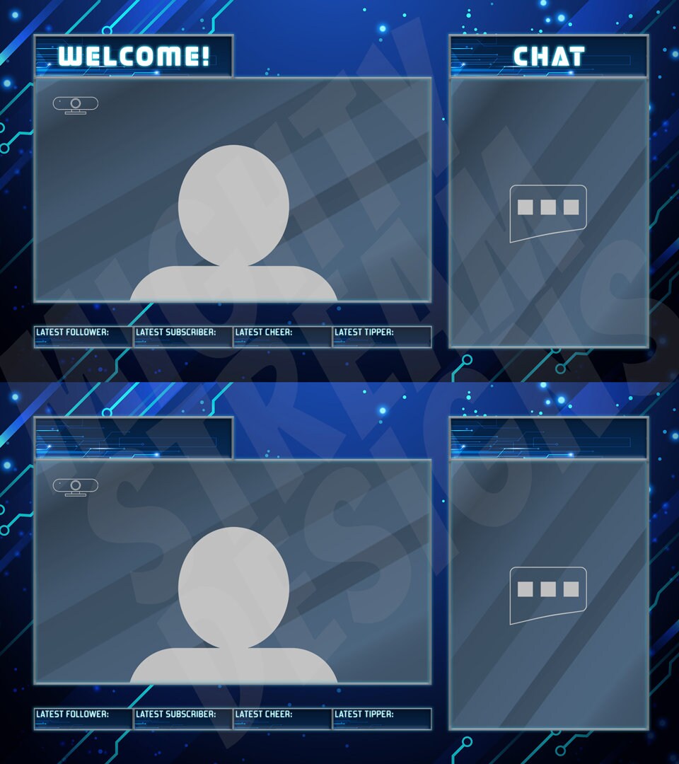 Static High Tech Stream Overlay Package / Blue / Twitch / - Etsy Australia