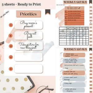 PRIORITY PLANNER Printable Weekly Goal Goal Worksheet Productivity ...