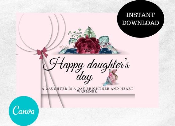 Daughter Day Card Printable and Editable Canva Template - Etsy