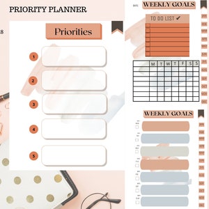 PRIORITY PLANNER Printable Weekly Goal Goal Worksheet Productivity ...