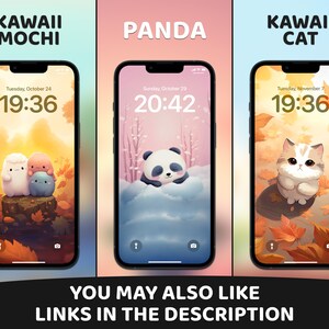 Bear Wallpapers iPhone Lock Screen Kawaii Art Pink and - Etsy