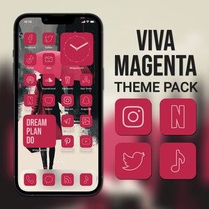 Viva Magenta App Icons, iPhone Theme Pack, Aesthetic App Icons, Art ...