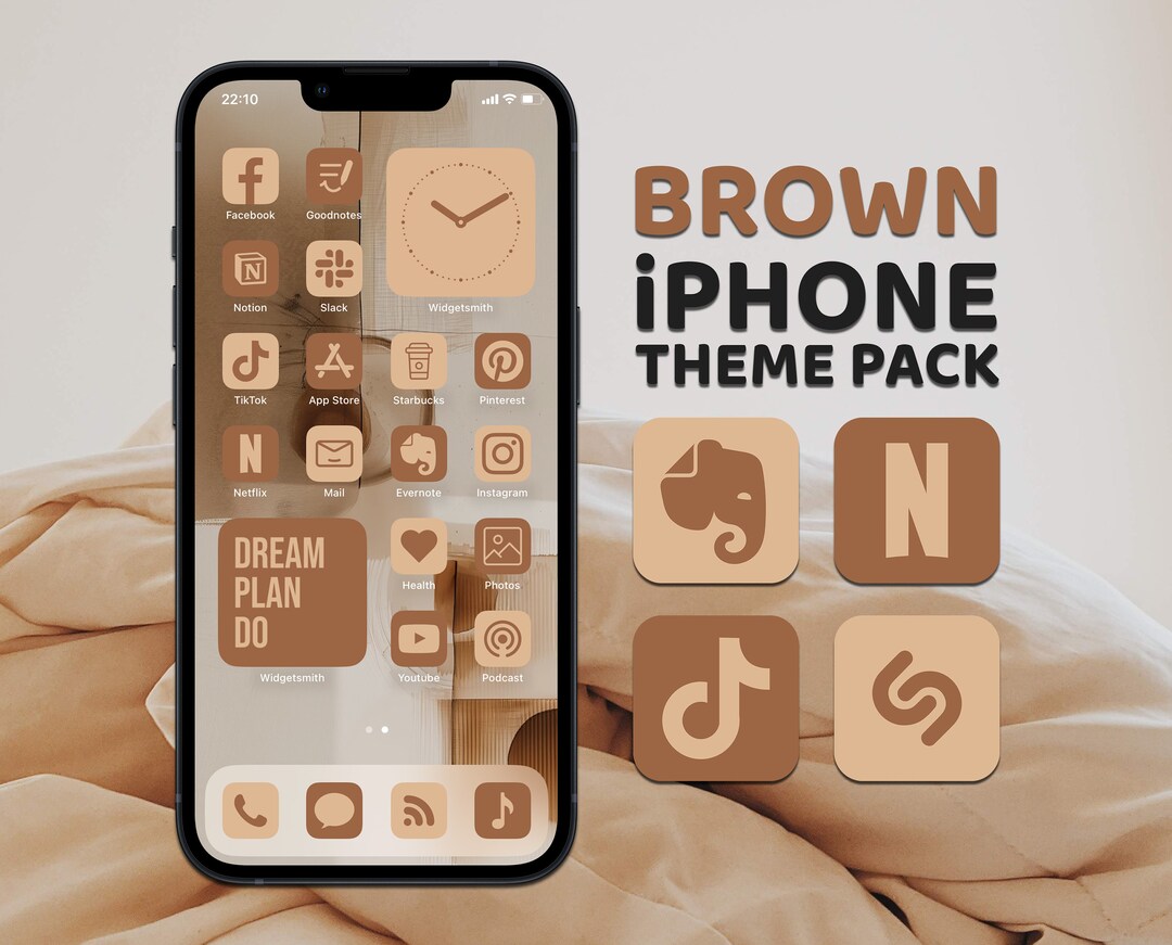 Brown App Icons, iPhone Theme Pack, Neutral Aesthetic, Boho Art, Widget ...