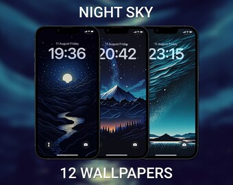 Starry Night Sky Phone Wallpaper Lock Screen iPhone & - Etsy