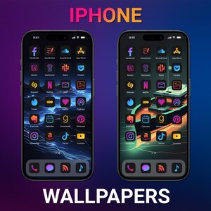 Neon App Icon Pack, iPhone and iPad Theme, Neon Art Covers, Widget ...