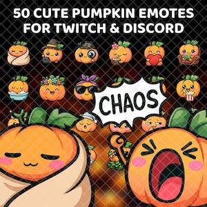 50 Halloween Pumpkin Emotes for Twitch, Discord Sticker Set, Spooky ...