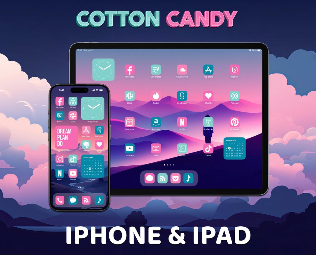 Pink and Mint Green App Icon Pack, Cotton Candy Theme, Cutecore Widget ...