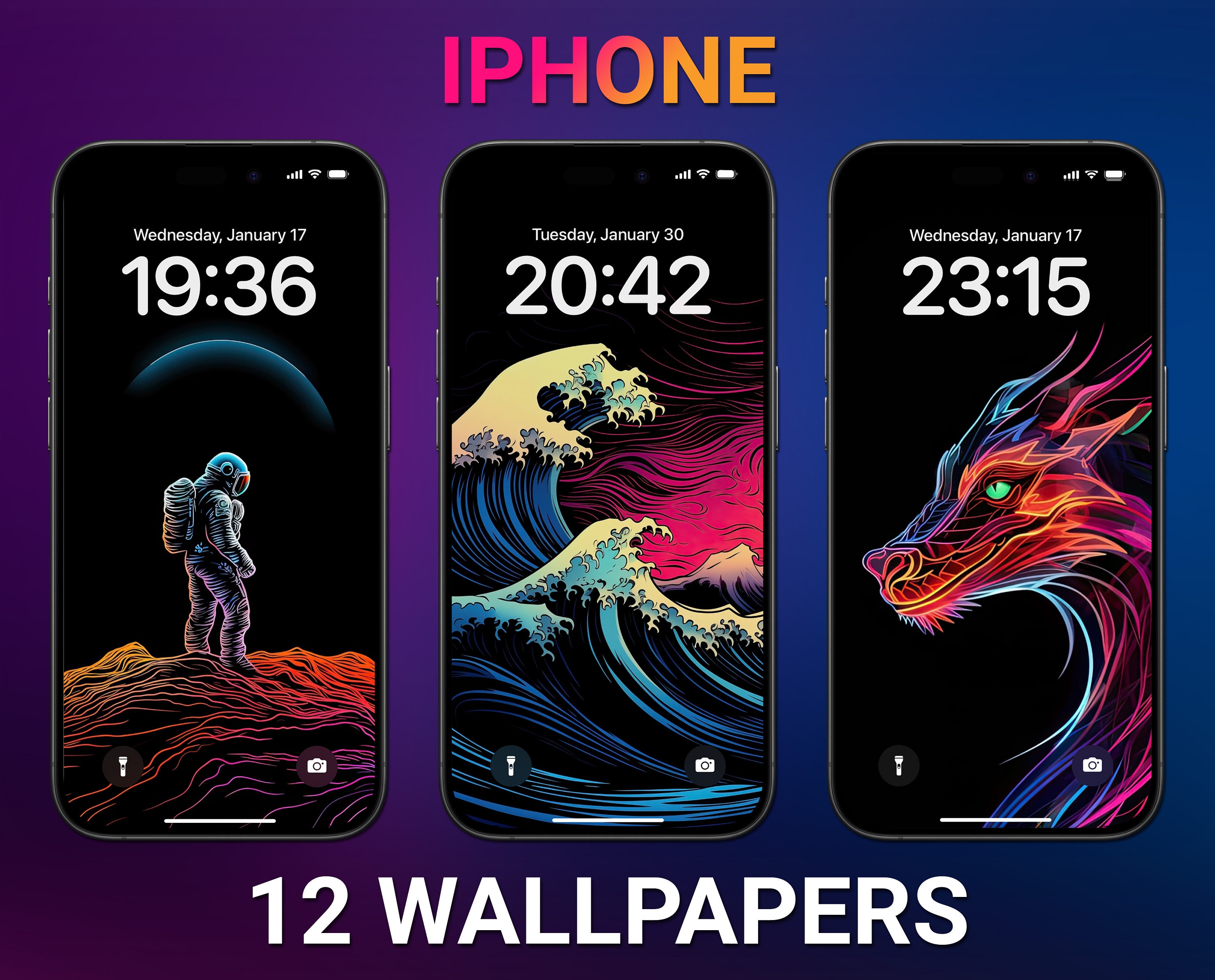 Neon App Icon Pack, iPhone and iPad Theme, Neon Art Covers, Widget ...