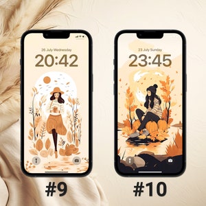 Boho Wallpapers Iphone Lock Screen Neutral Aesthetic Boho - Etsy