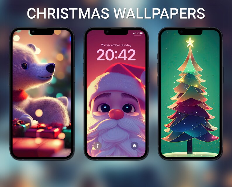 Christmas Wallpapers Iphone Lock Screen Ios 16 Wallpaper - Etsy