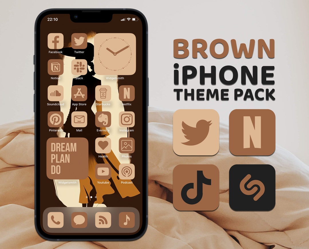 Brown App Icons Iphone Theme Pack Neutral Aesthetic Boho - Etsy