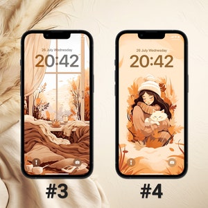 Boho Wallpapers, iPhone Lock Screen, Neutral Aesthetic, Boho Art, Brown ...