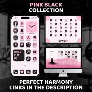 Pink and Black Desktop Folder Icons, Kawaii Aesthetic, Girl Power, Pink ...