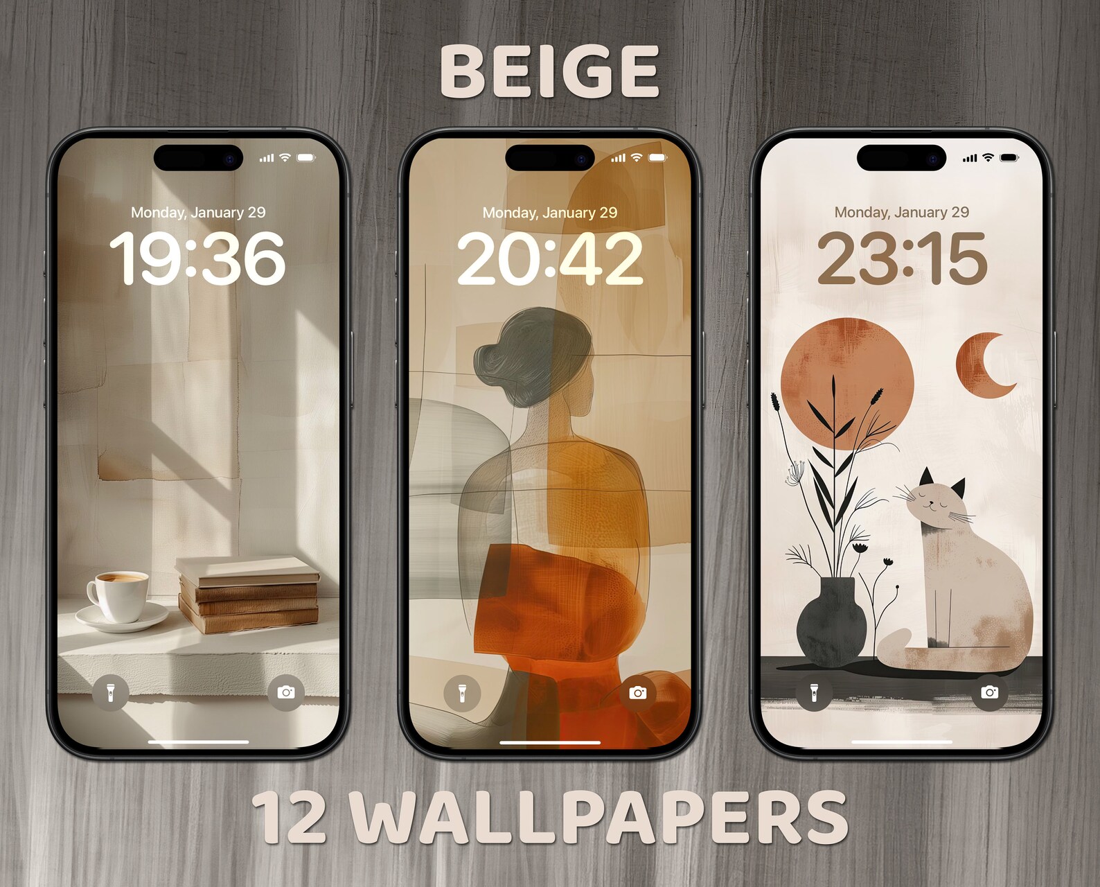 App Icons Beige, iPhone Theme Pack, Neutral Aesthetic, Boho Art Covers ...