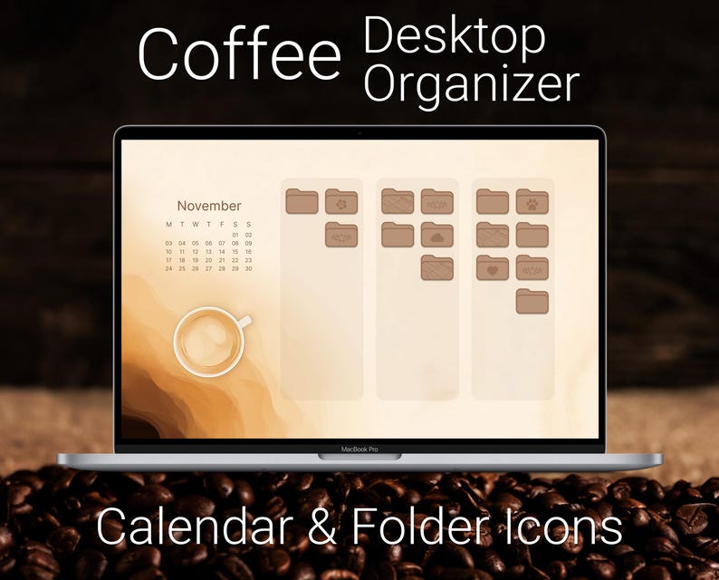 Coffee Desktop Organizer, Desktop Wallpaper, Neutral Aesthetic, 2025 ...