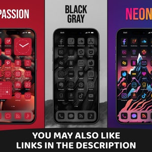 Red and Black App Icons, iPhone Theme Pack, Aesthetic Red App Icons ...