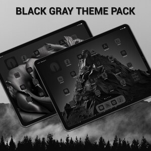 App Icons Black and Gray Ipad Theme Pack Dark Aesthetic Art - Etsy